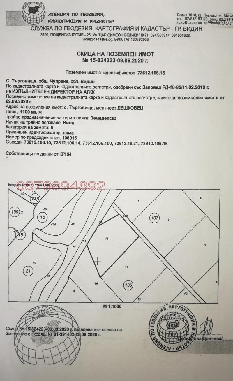 Продава ЗЕМЕДЕЛСКА ЗЕМЯ в област Видин с Търговище 6 дка 915 лв на дка Imot Bg Обява